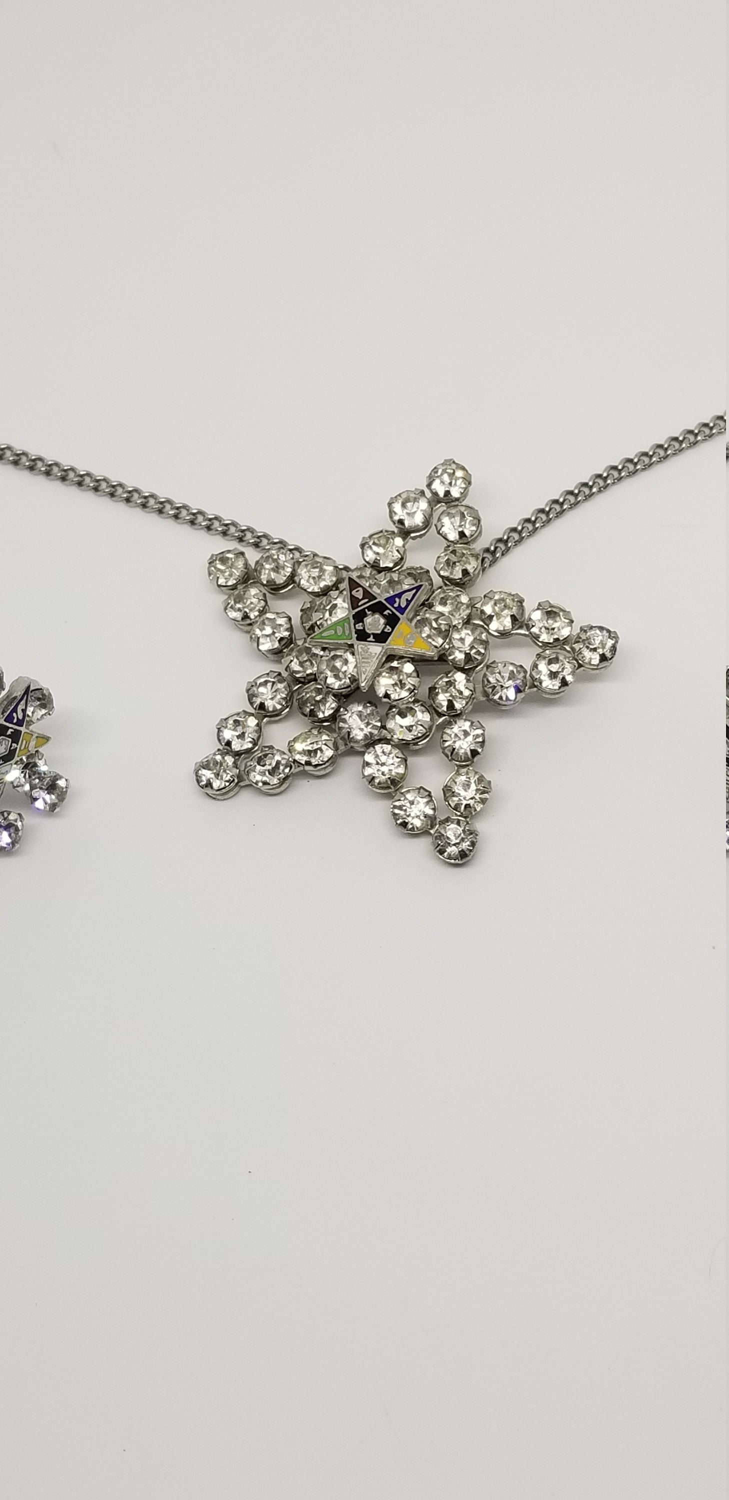 Vintage OES Eastern star pendant necklace and screw back | Etsy