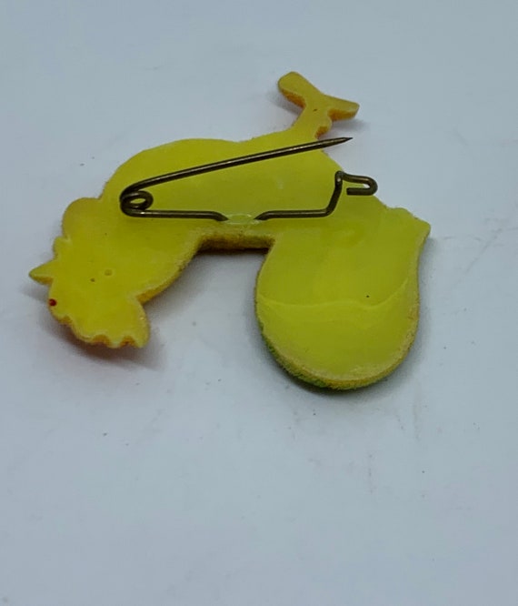 Vintage rooster chicken felt pin brooch - Gem