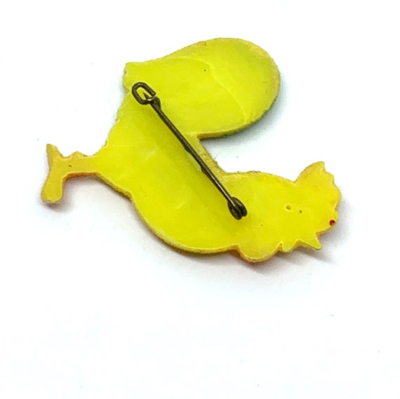 Vintage rooster chicken felt pin brooch - Gem