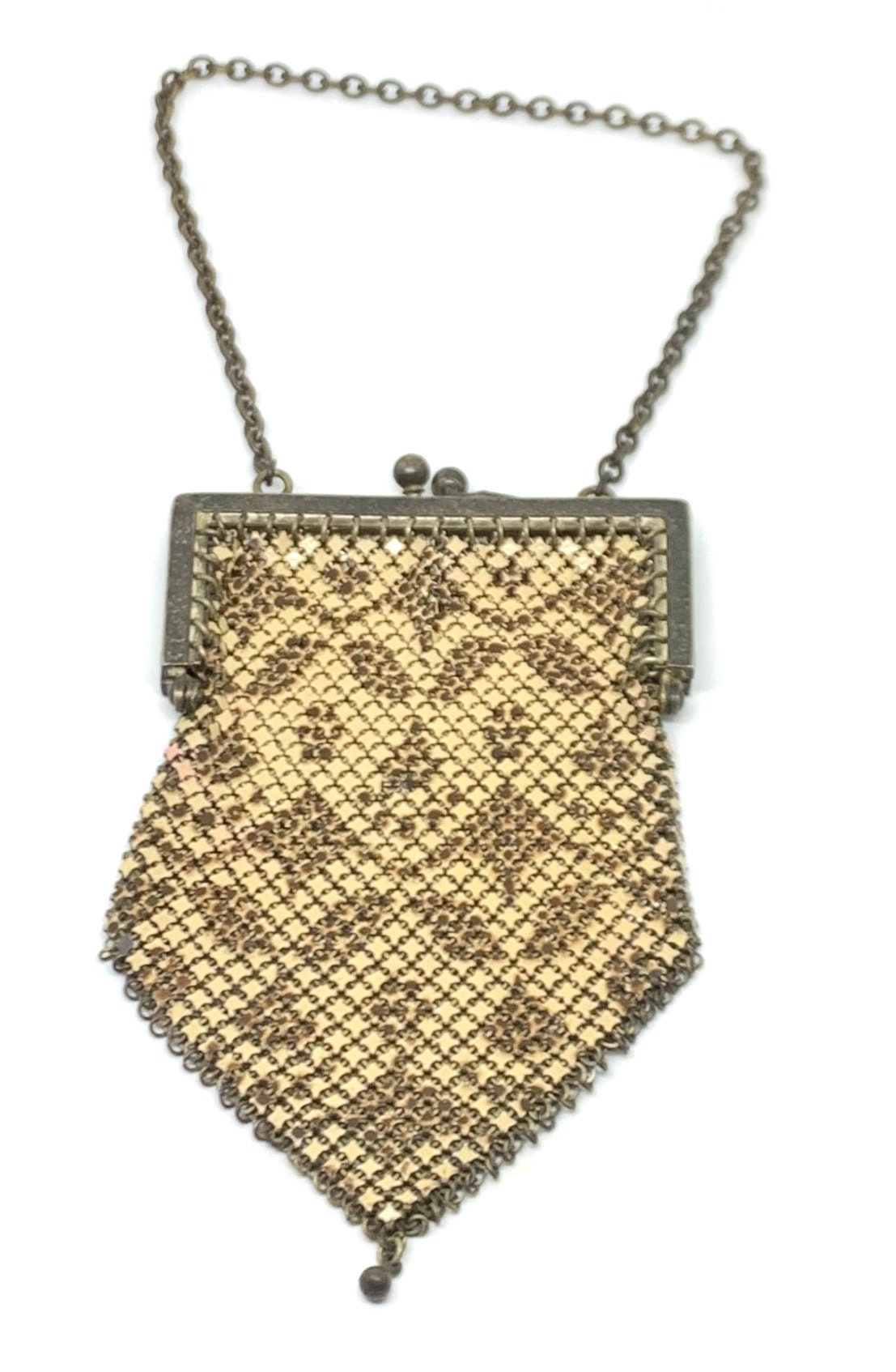 Antique Tiny Enamel Chain Mail Metal Coin Purse Brown and | Etsy