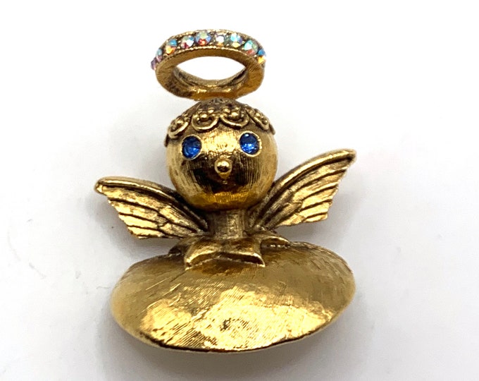 Vintage Tortolani Angel Shoulder Brooch Gold Tone Rhinestone 1950s - Etsy