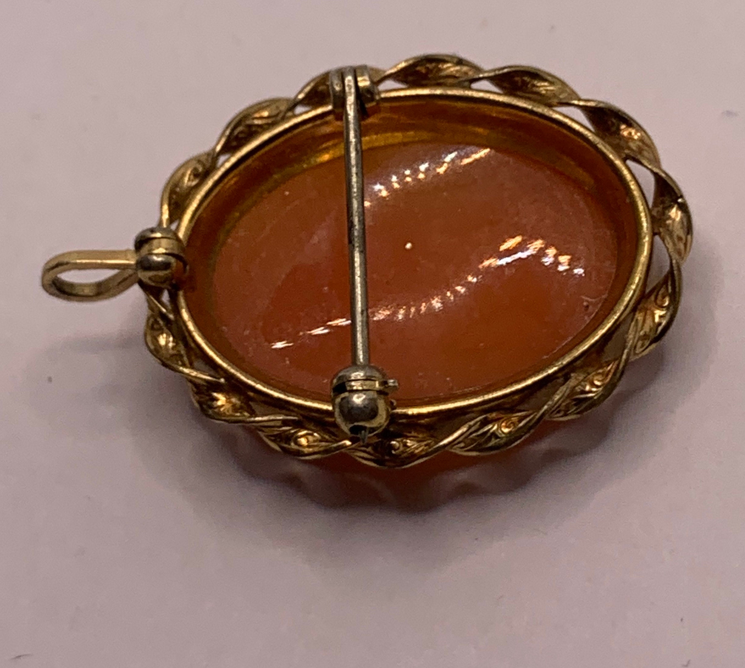 Vintage Van Dell Cameo Brooch Pendant and Earring Set: 12kt Gold Filled ...