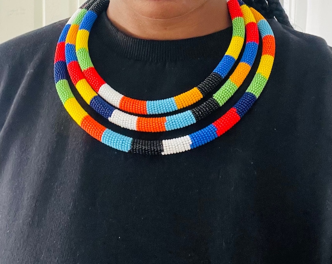 Vintage African Zulu Necklace, Handcrafted Hollow to Strand Sectioning ...