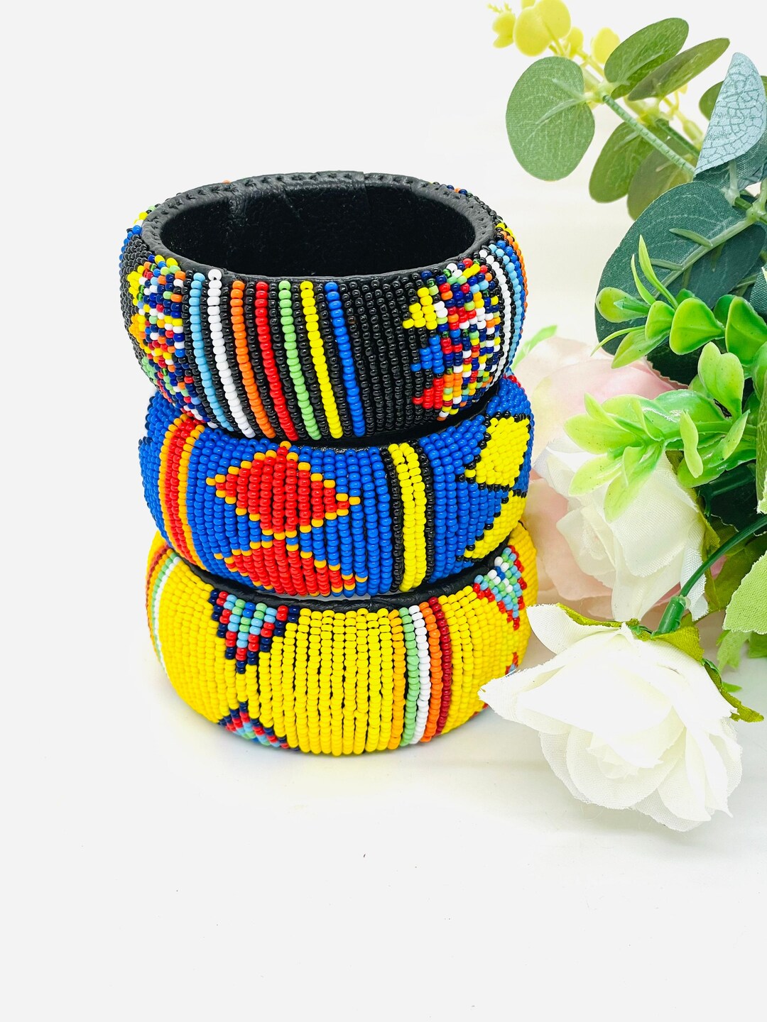 Beaded Masai Bangle/handmade Maasai Bracelet/ Unisex Beads Bangle/boho Bracelets/tribal Maasai ...