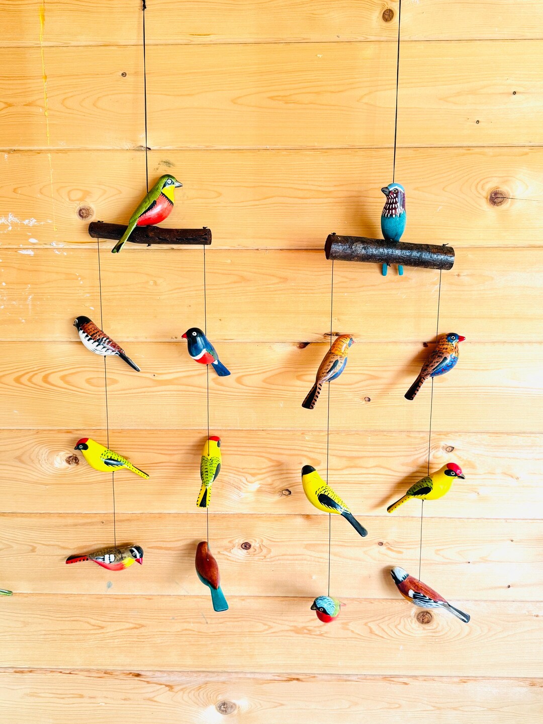 Hand Carved Jacaranda Wood Bird Mobile, Painted African Birds - Etsy