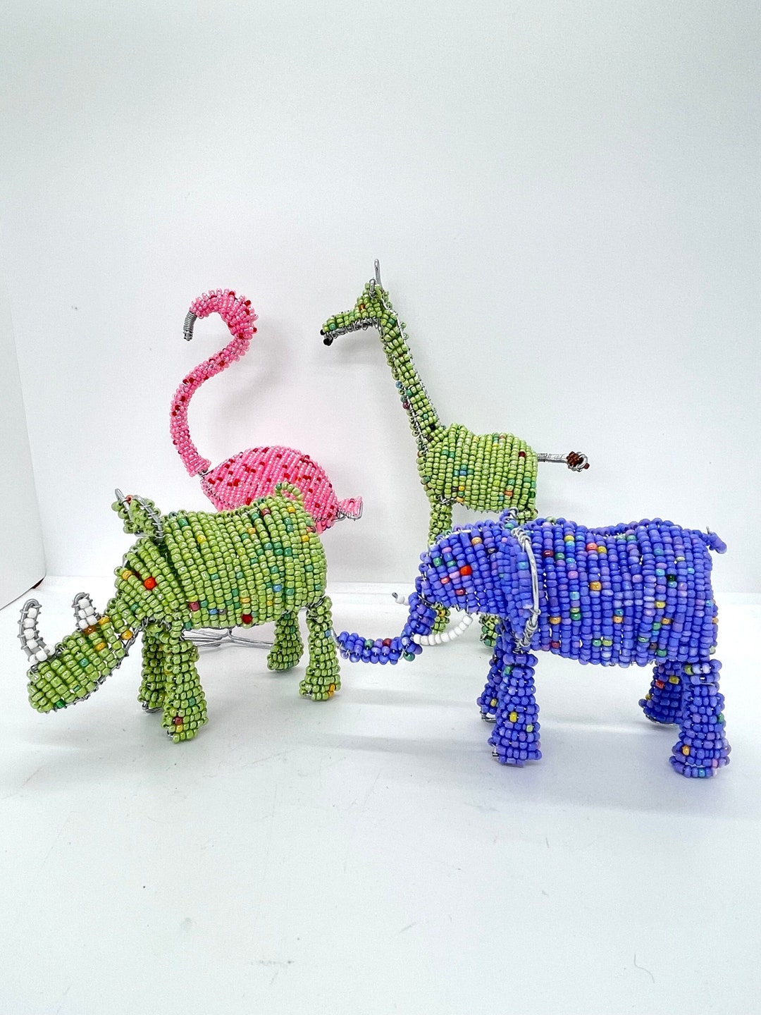 Africa Beaded Wire Animals/beaded Wire Safari Animals/animal Art Decor ...