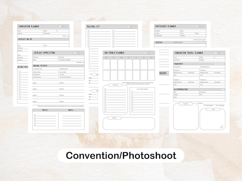 The Cosplay Planner | Convention | Social | Photography Planner ...