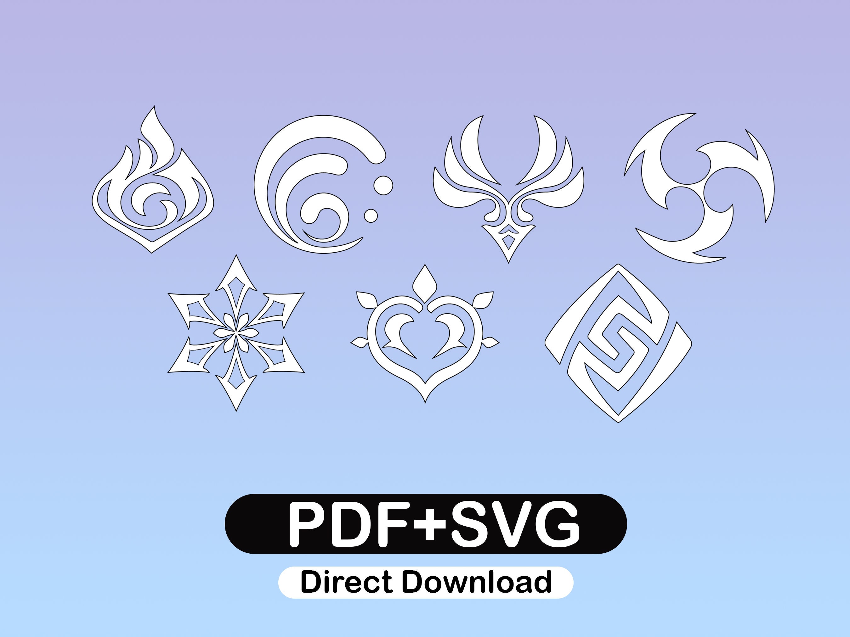 Genshin Impact Vision Applique SVG Vector Files Genshin - Etsy Canada