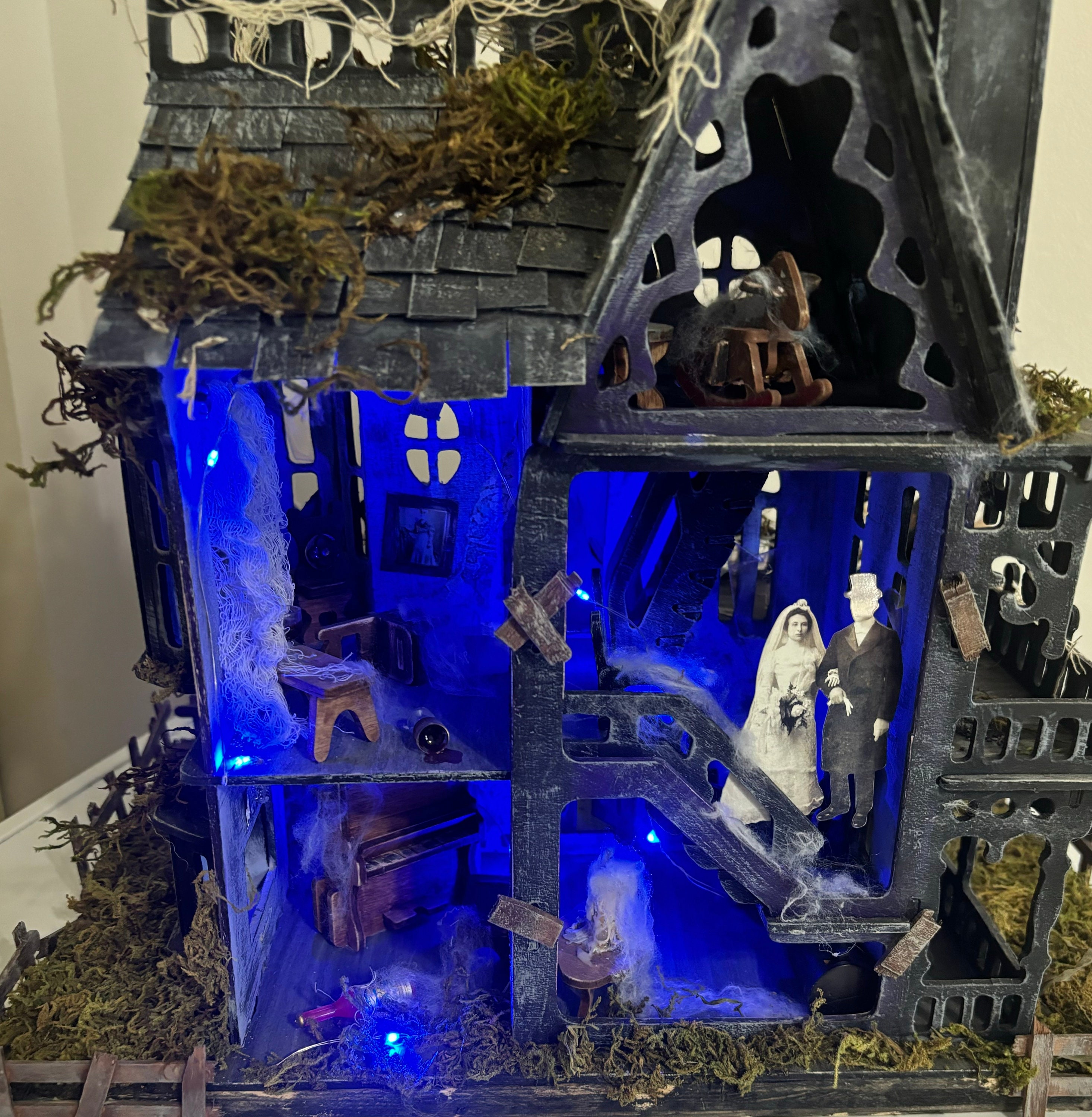 Haunted House Light Up Dollhouse 1 24 Scale Etsy