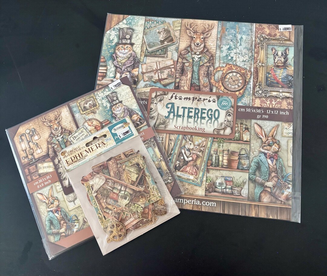 Stamperia Alterego Set 12 X 12 Paper Pad ,8 X 8 Paper Pad, Chipboard Die Cuts - Etsy
