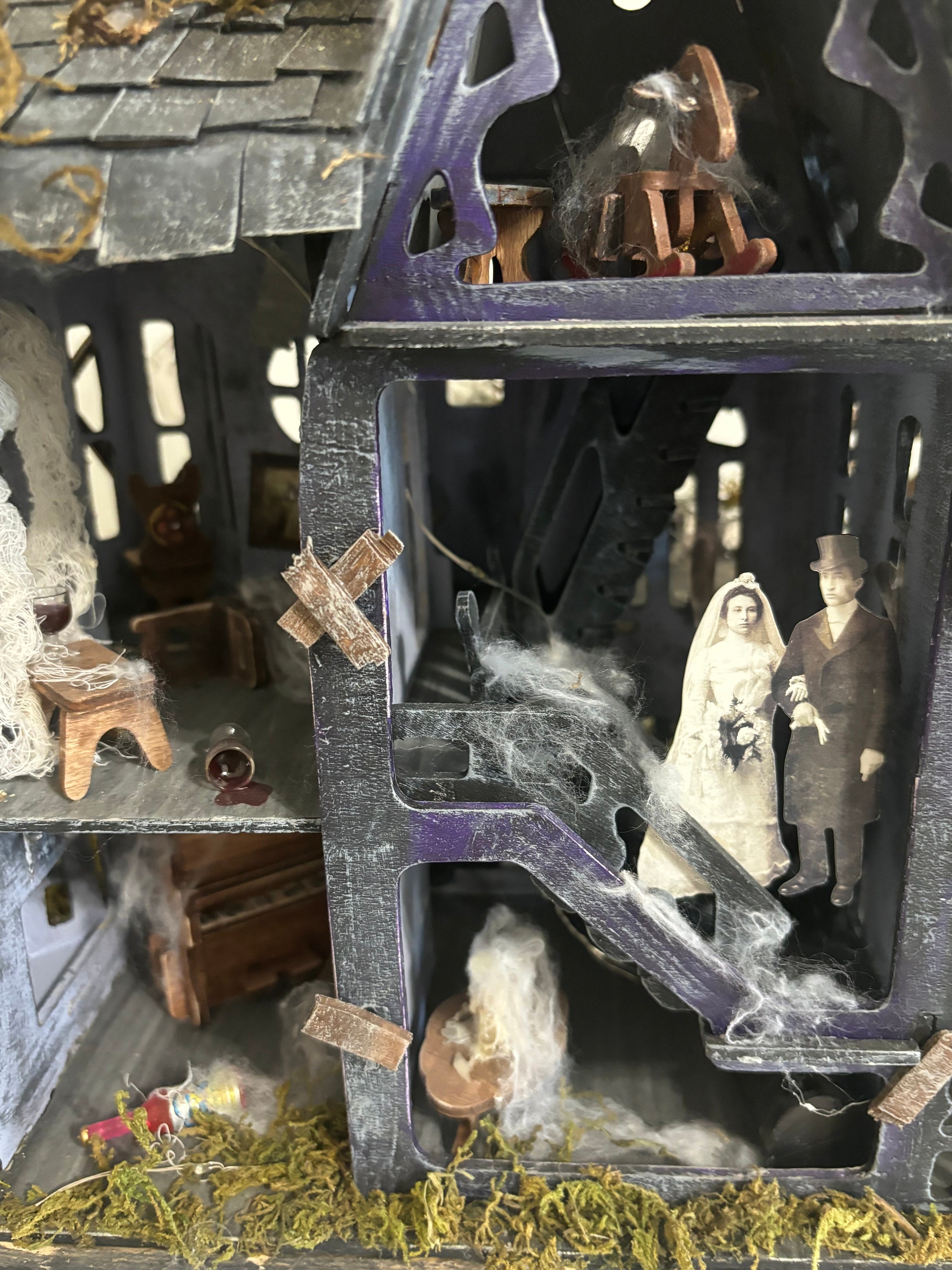 Haunted House Light Up Dollhouse 1 24 Scale Etsy