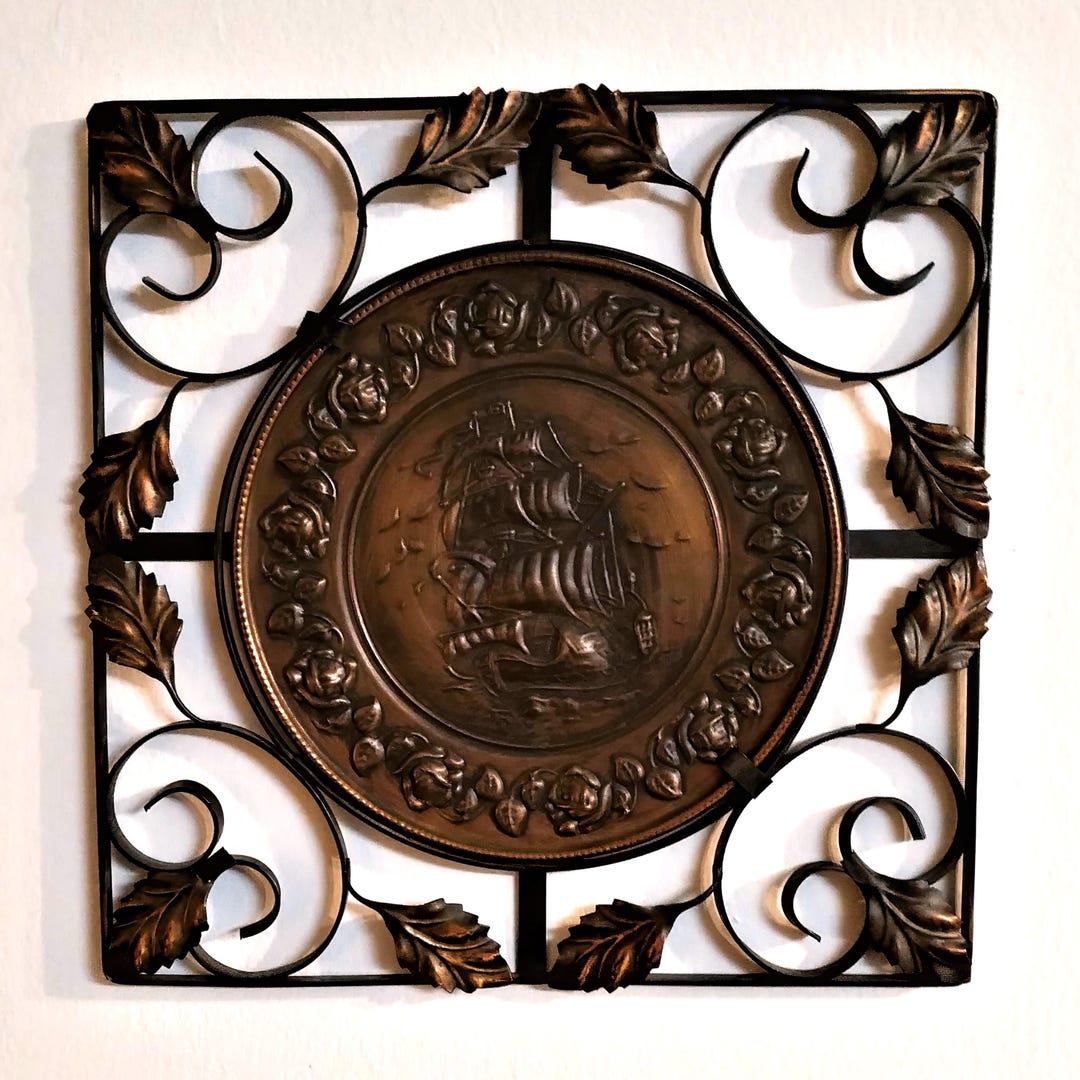 Vintage Nautical Galleon Ship Plaque Metal Wall Art - Etsy