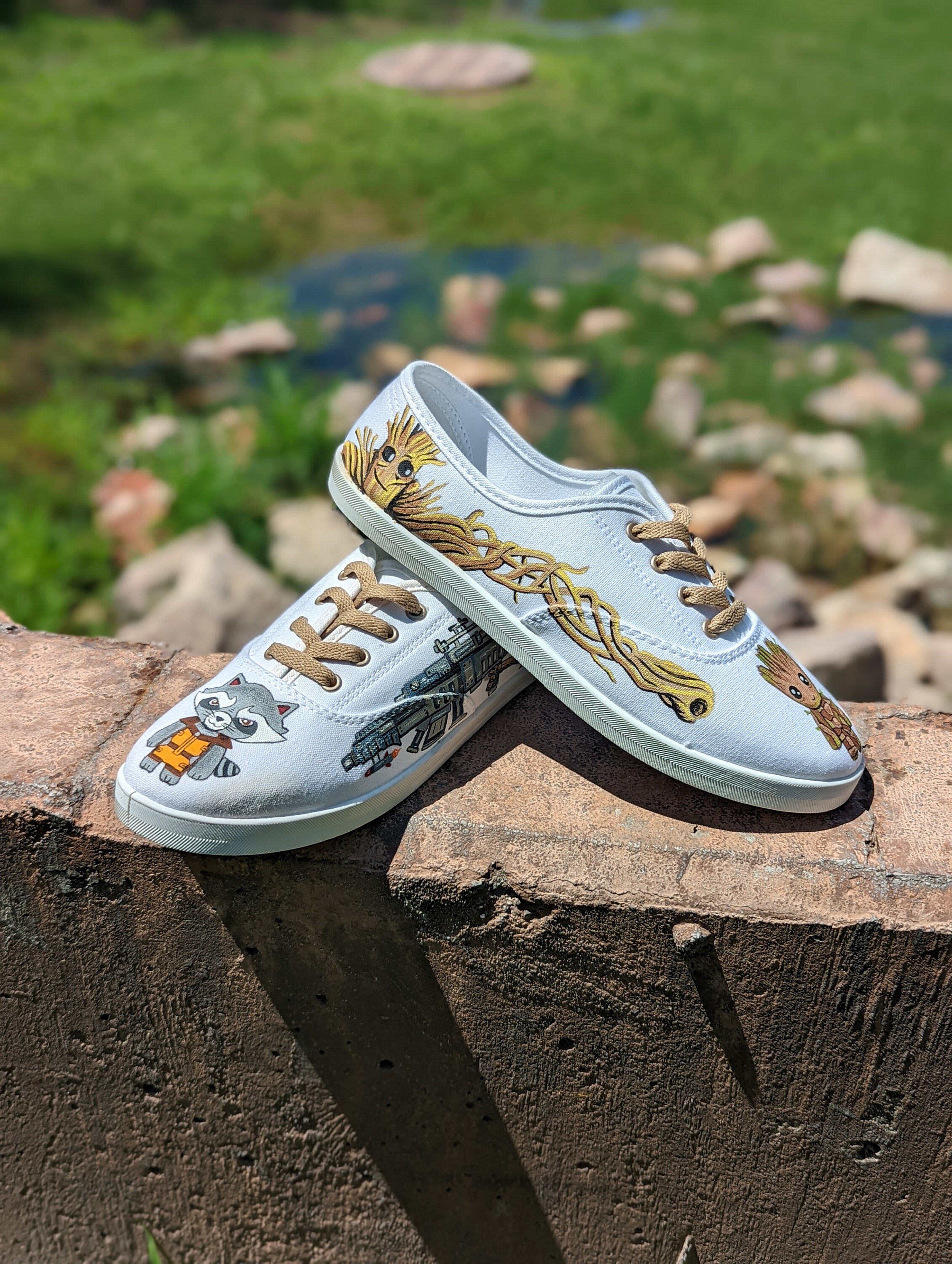 Rocket and Groot Hand Painted Shoes - Etsy