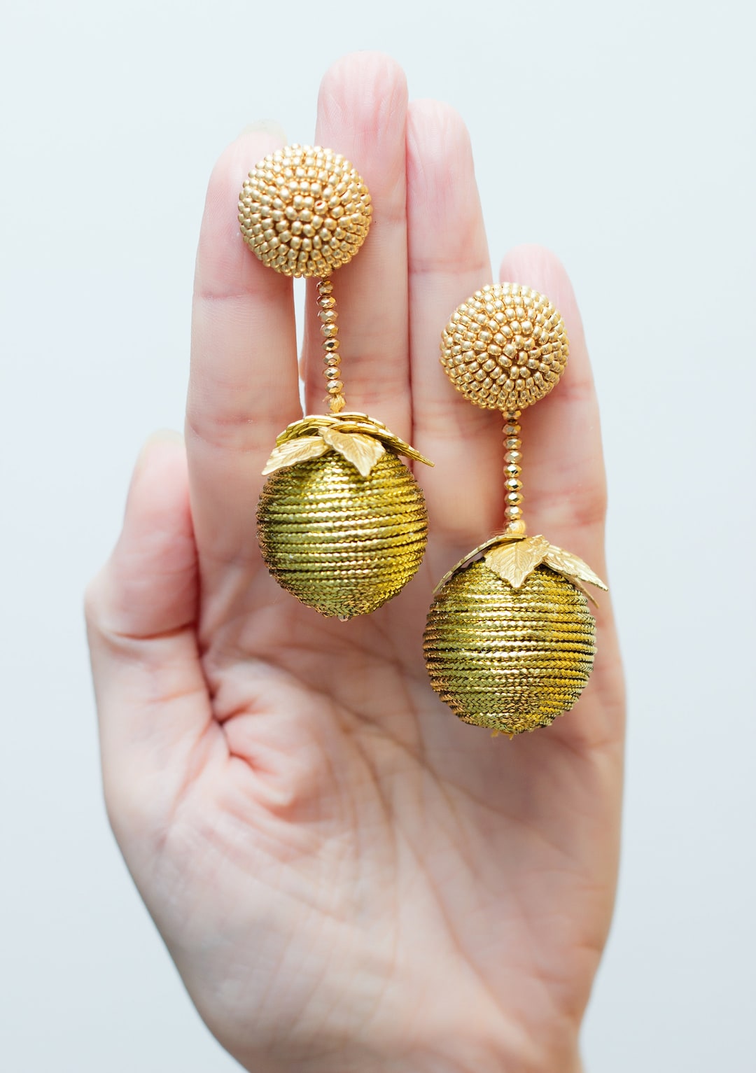 Two Gold Balls Earrings Pom Pom Earrings Bon Bon Earrings Dangle ...