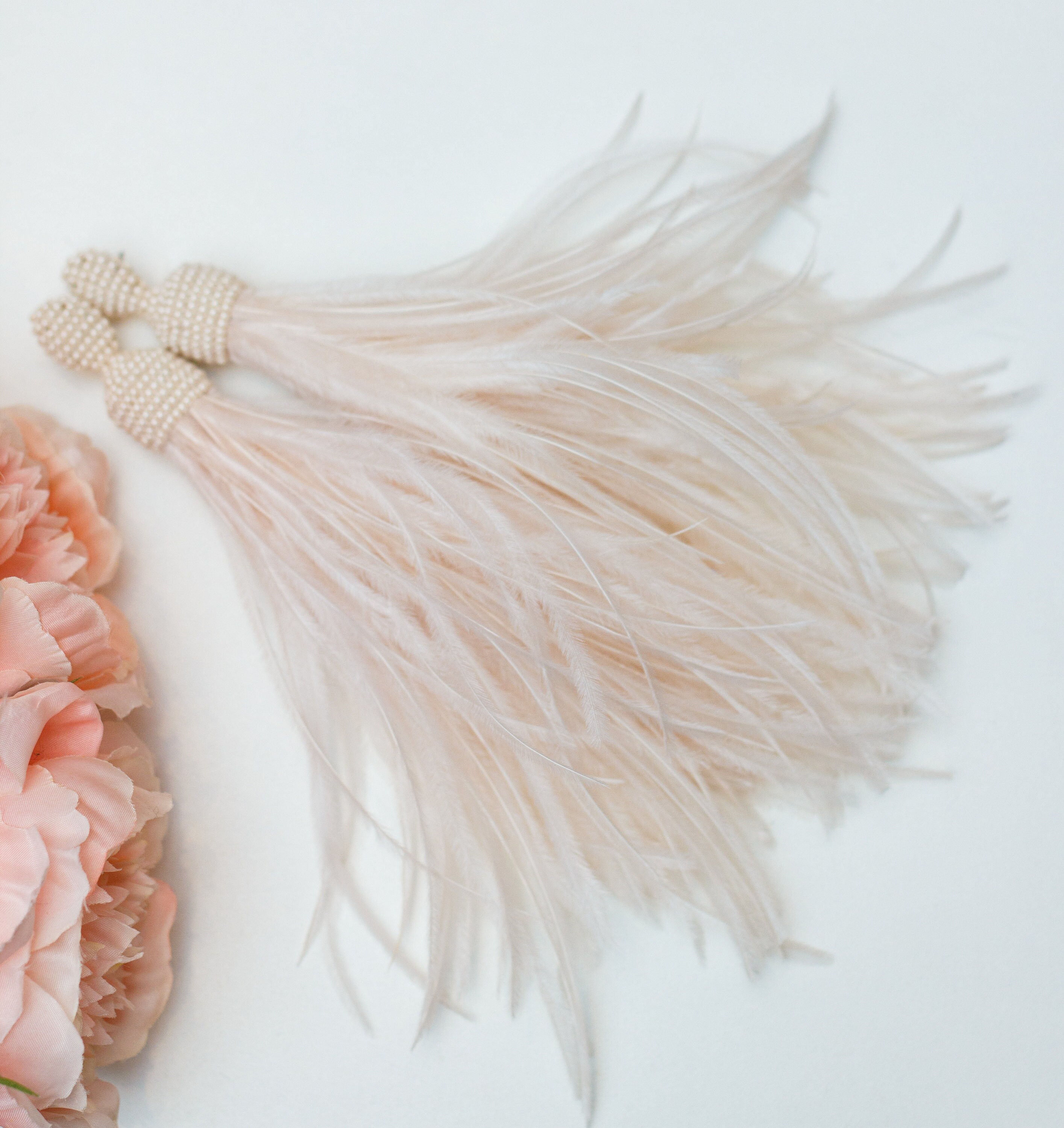 Ivory Feather Earrings Stud Earrings Unique Earrings Boho | Etsy