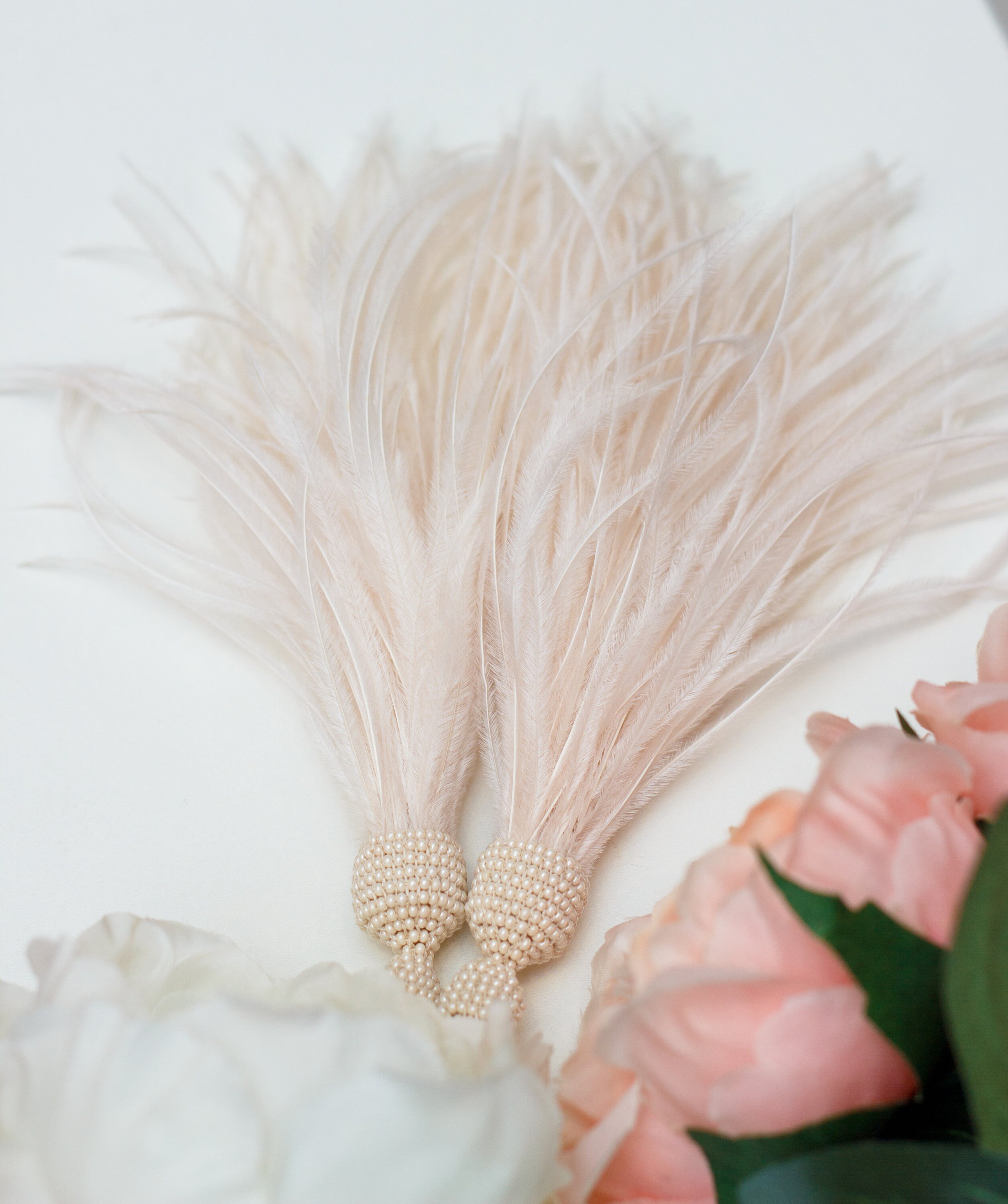 Ivory Feather Earrings Stud Earrings Unique Earrings Boho | Etsy