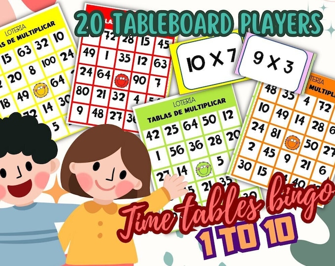 Math Bingo Times Tables, Multiplication Worksheet Homeschool, Loteria ...