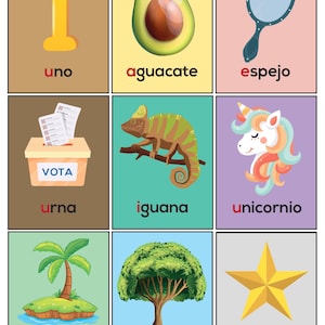 Learn Spanish Loteria Vocabulary, Spanish Bingo Game Vowels, Aprender ...