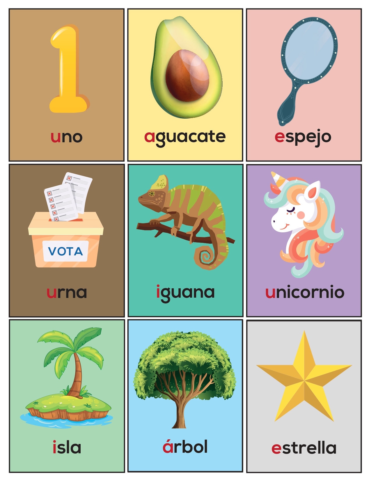 Learn Spanish Loteria Vocabulary, Spanish Bingo Game Vowels, Aprender ...