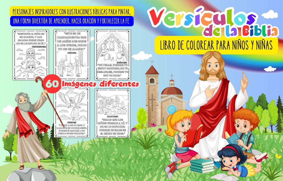 Spanish Bible Book Verses for Kids, Coloring Book God Jesus Apostles ...