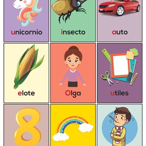 Learn Spanish Loteria Vocabulary, Spanish Bingo Game Vowels, Aprender ...