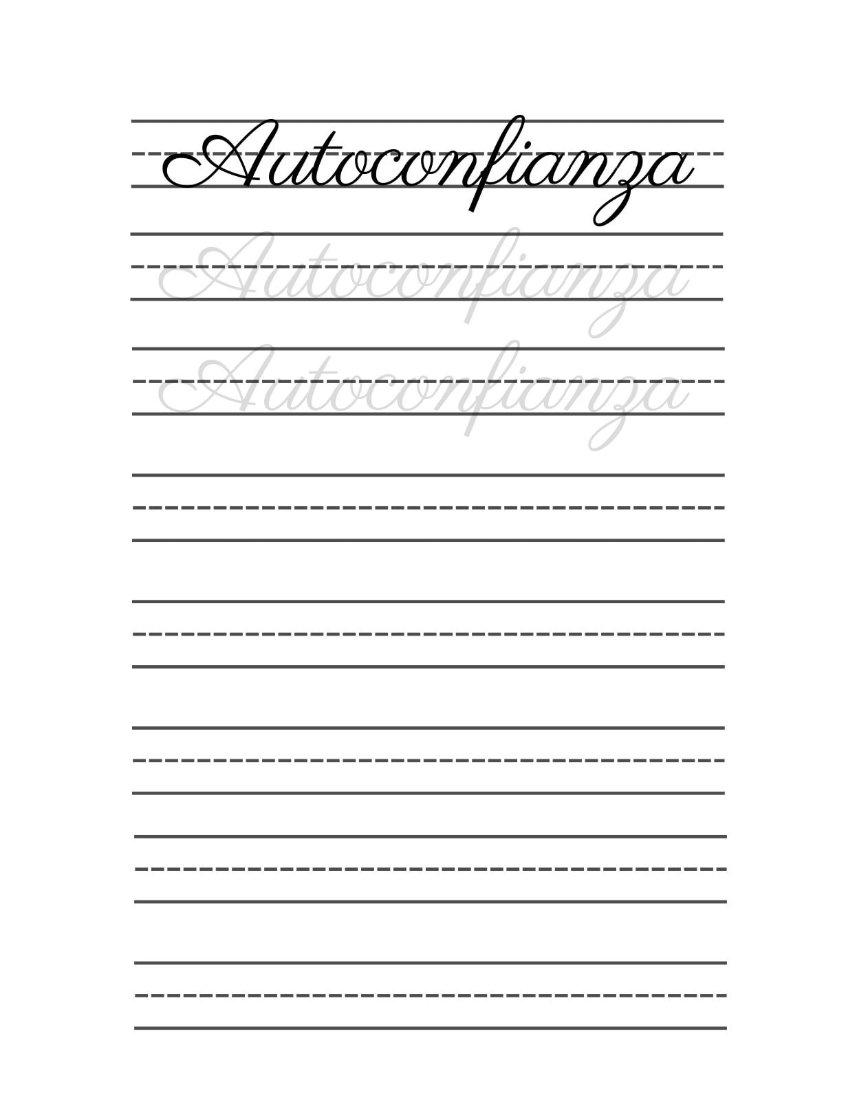 Calligraphy Spanish Practice Sheet for Adults, Motivational Phrases ...