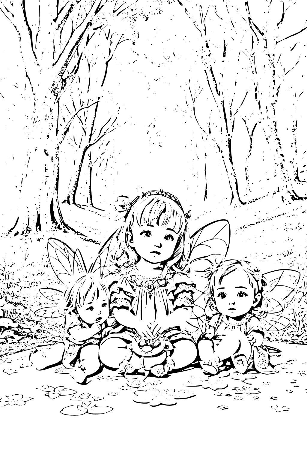 Baby Fairies Coloring Page Adults Sweet Cute Little Fairies - Etsy