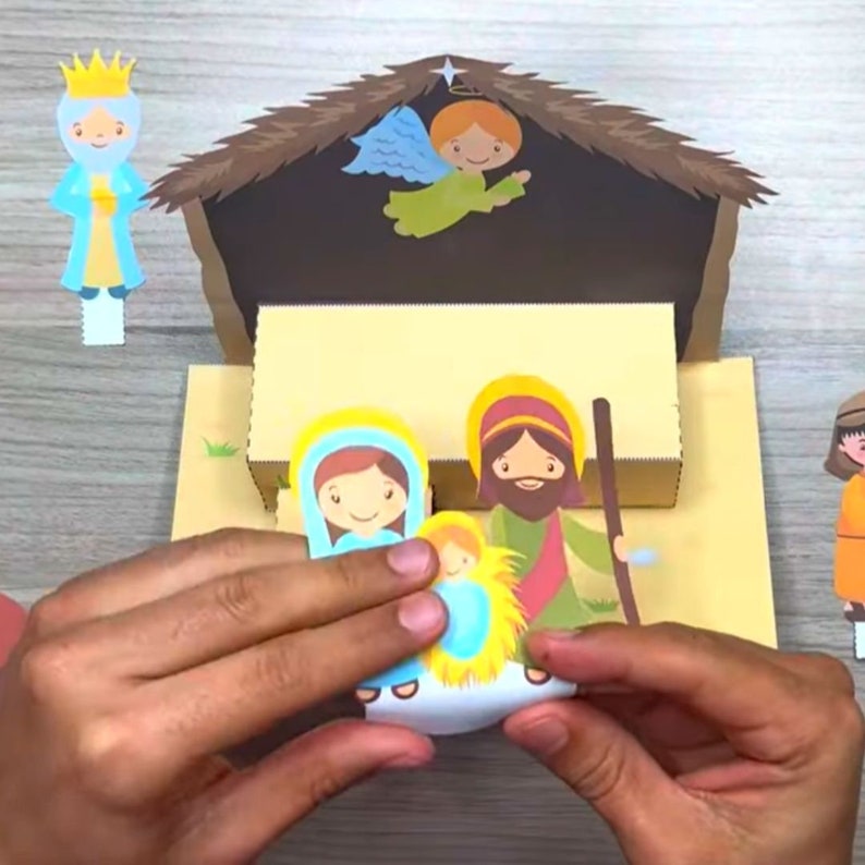 3D Nativity Scene, Cut and Paste Printable Paper Doll Toys, Catholic ...