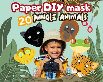 AFRICAN ANIMALS Paper Masks for Kids - DIY Home School Craft Instant ...