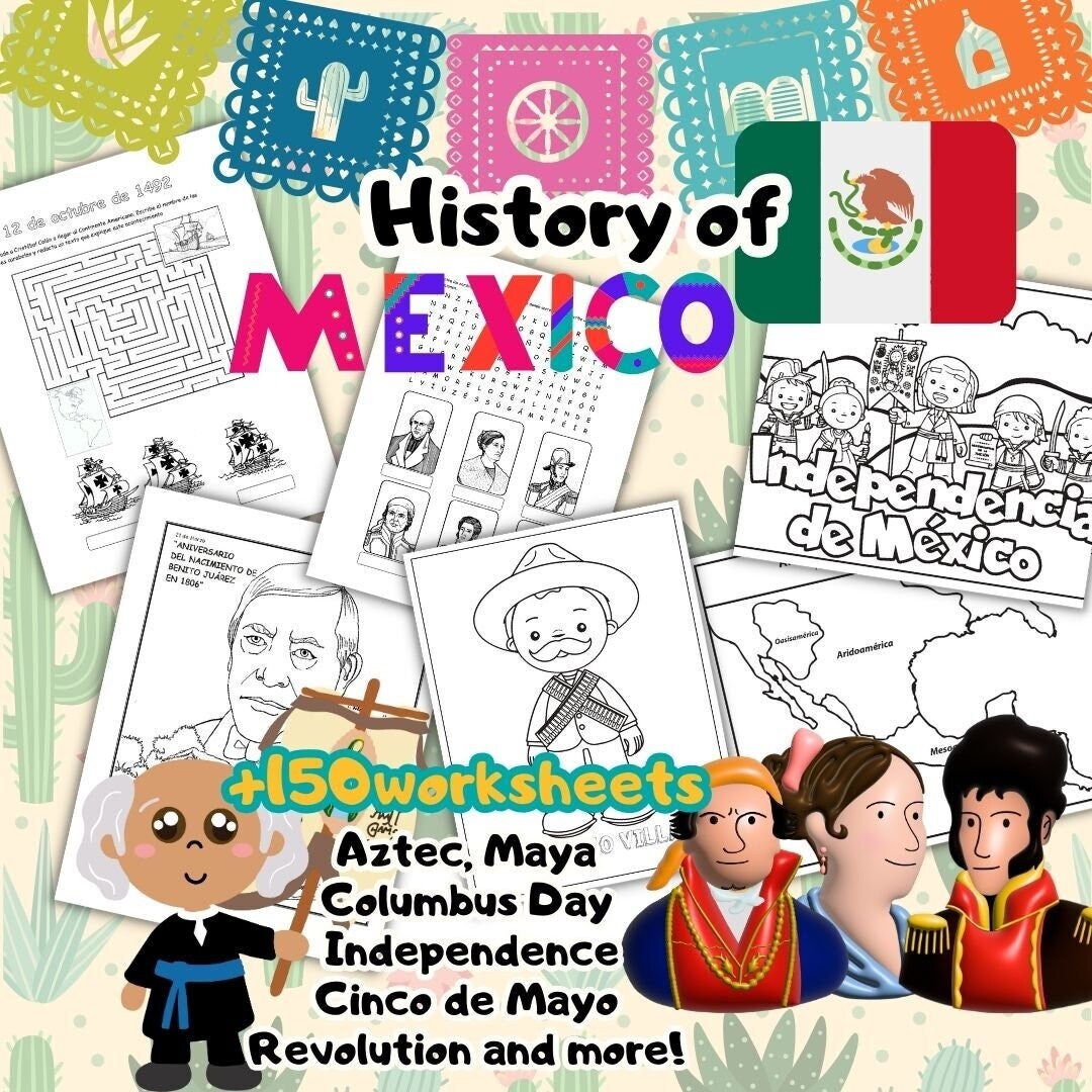 History of Mexico Bundle Worksheets, Learn Spanish, Cinco Mayo ...