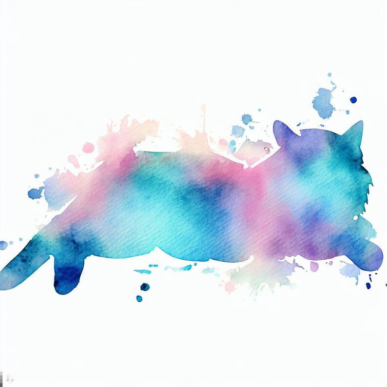 50 Cats Reverse Coloring Book Page PDF Watercolor Cat Mom - Etsy