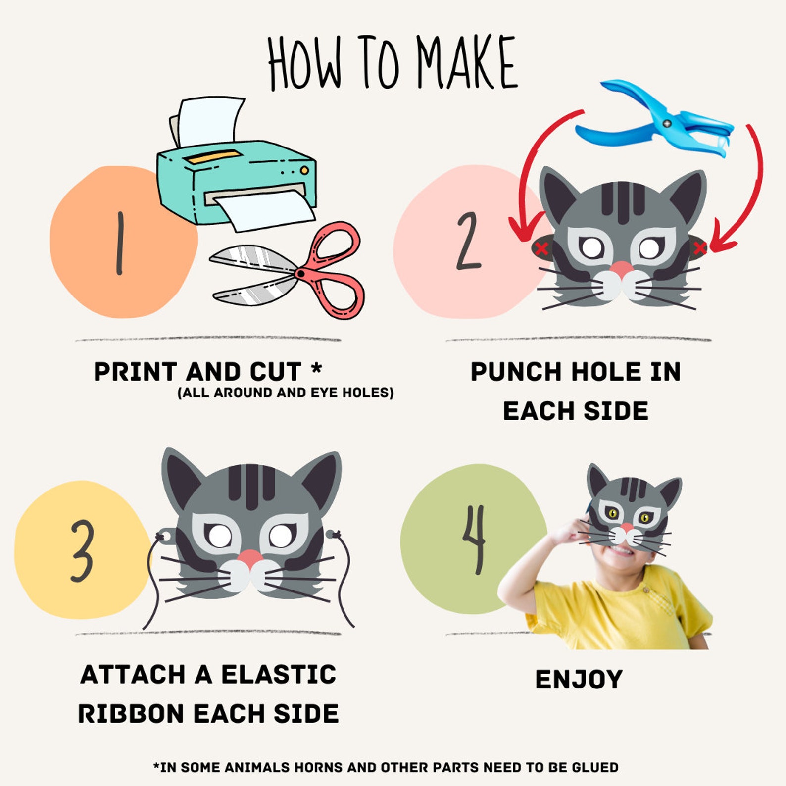 Australian Animals Masks for Kids, Role Play Sheet Mask Animal, Quokka ...