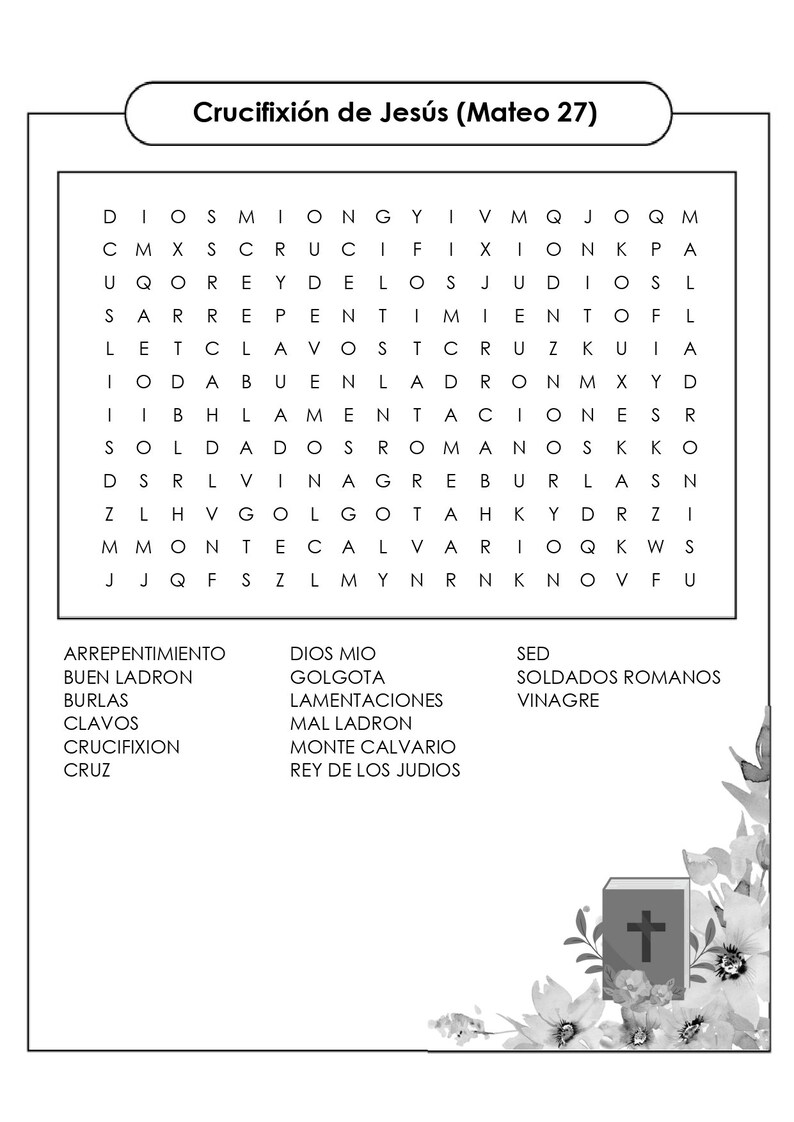 Spanish Word Search Bible New and Old Testament, Capital Big Letters ...