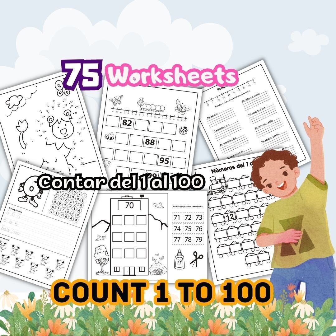 Count Numbers 1 to 100 Worksheet, Missing Numbers, Dot to Dot ...