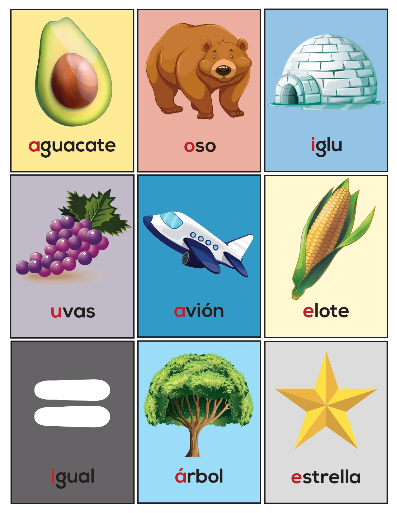 Learn Spanish Loteria Vocabulary, Spanish Bingo Game Vowels, Aprender ...
