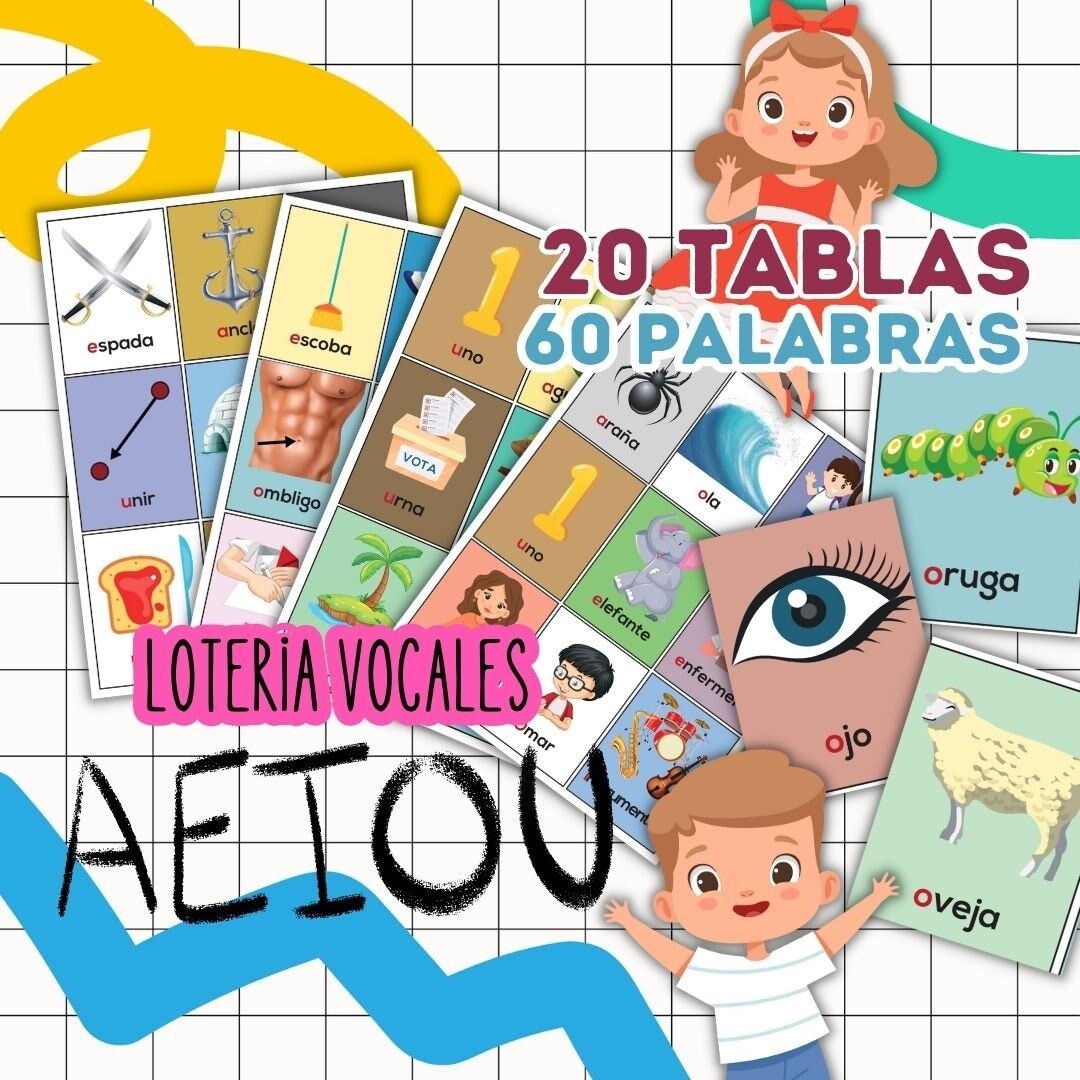 Learn Spanish Loteria Vocabulary, Spanish Bingo Game Vowels, Aprender ...