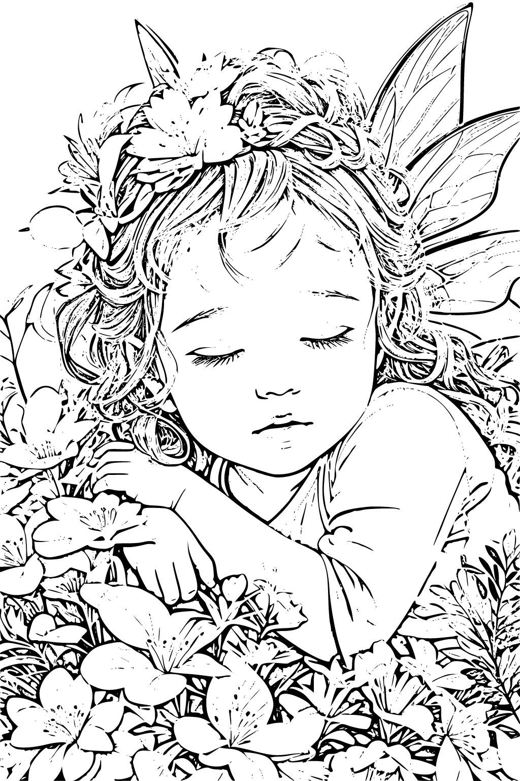 Baby Fairies Coloring Page Adults Sweet Cute Little Fairies - Etsy
