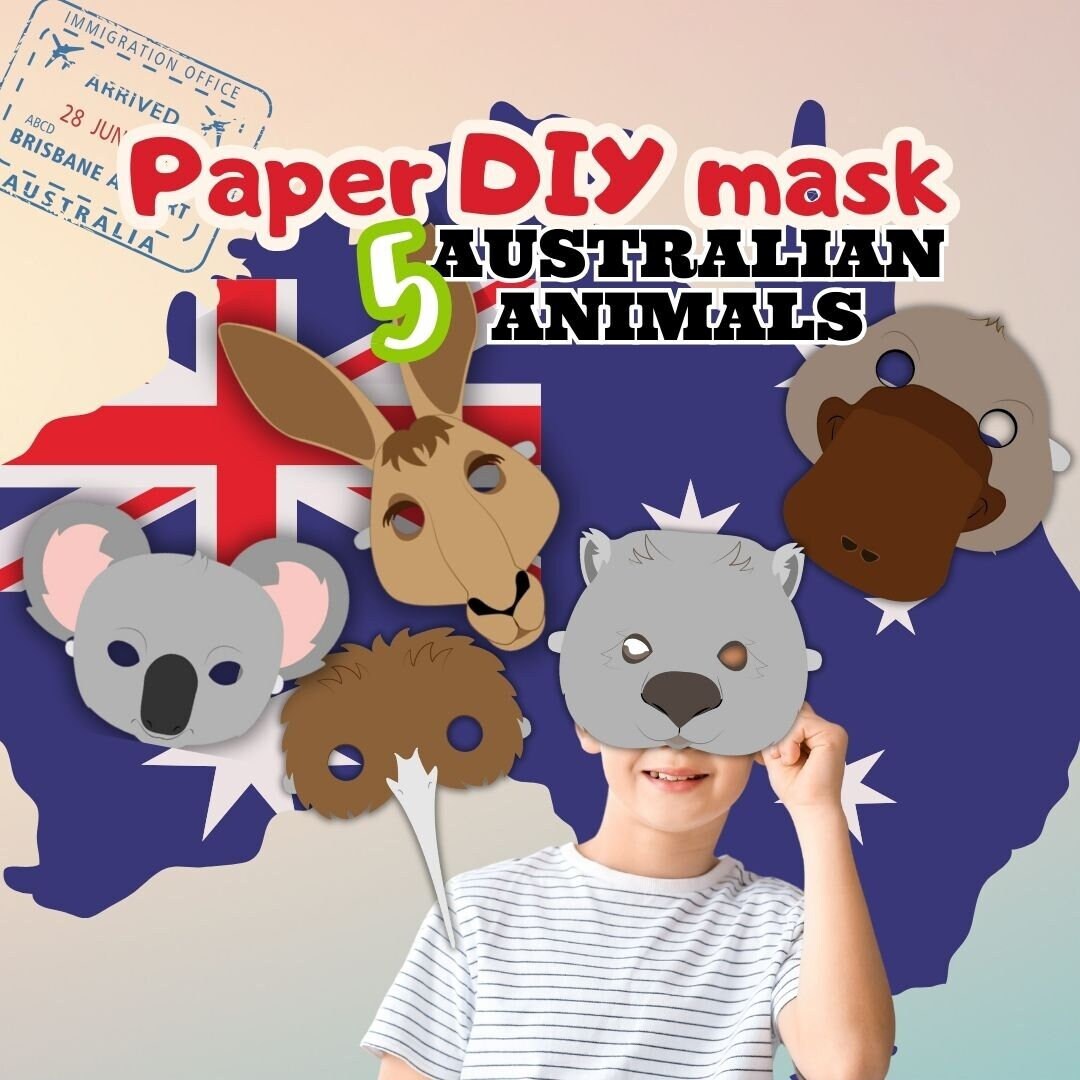 Australian Animals Masks for Kids, Role Play Sheet Mask Animal, Quokka ...
