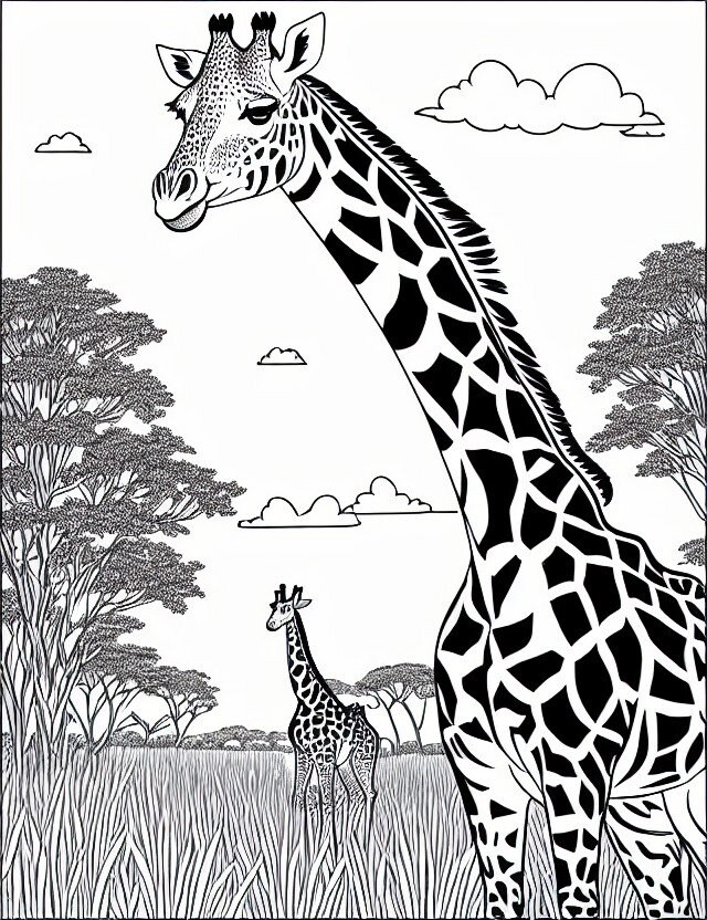 Wild Animals Coloring Page, African Savanna Safari Adventure Book ...
