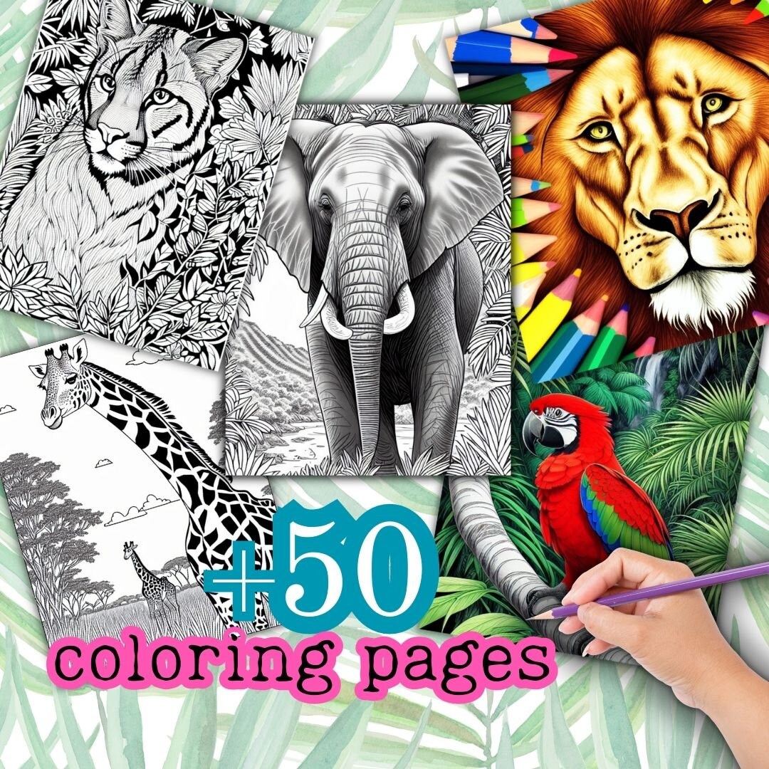Wild Animals Coloring Page, African Savanna Safari Adventure Book ...