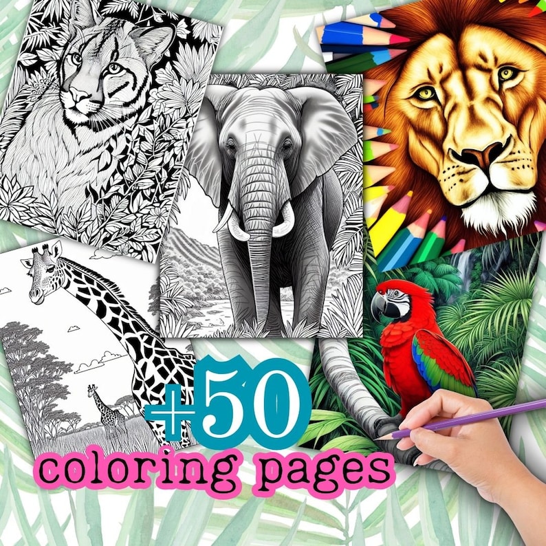 Wild Animals Coloring Page, African Savanna Safari Adventure Book ...