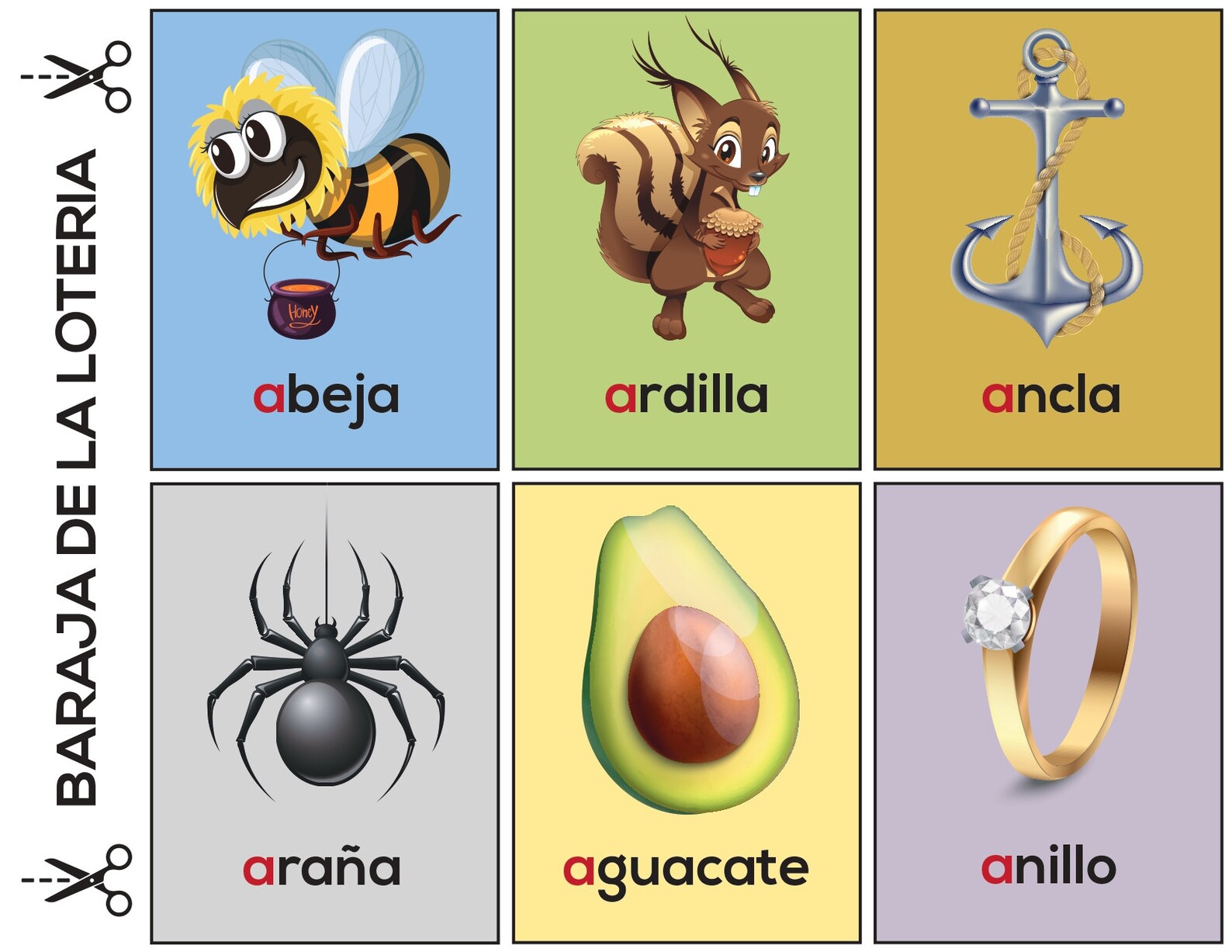 Learn Spanish Loteria Vocabulary, Spanish Bingo Game Vowels, Aprender ...
