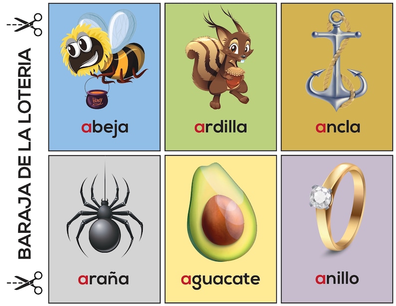 Learn Spanish Loteria Vocabulary, Spanish Bingo Game Vowels, Aprender ...