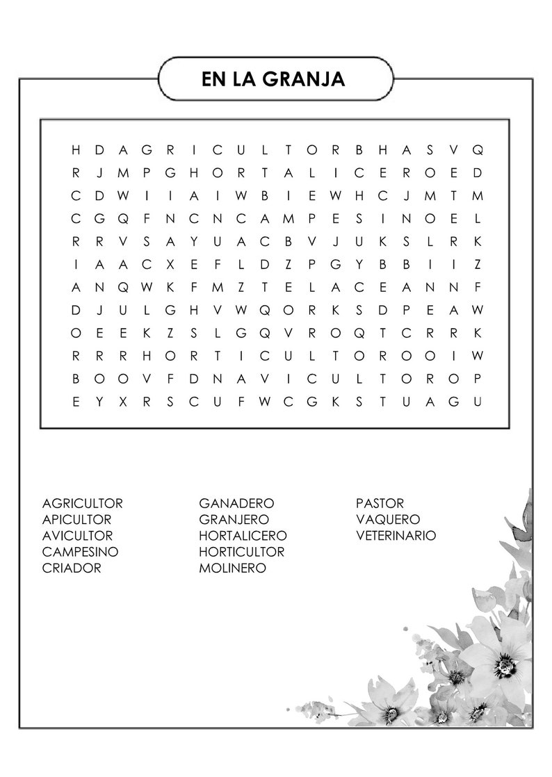 Spanish Word Search for Grandmother, Capital Big Letters Seniors Gradma ...