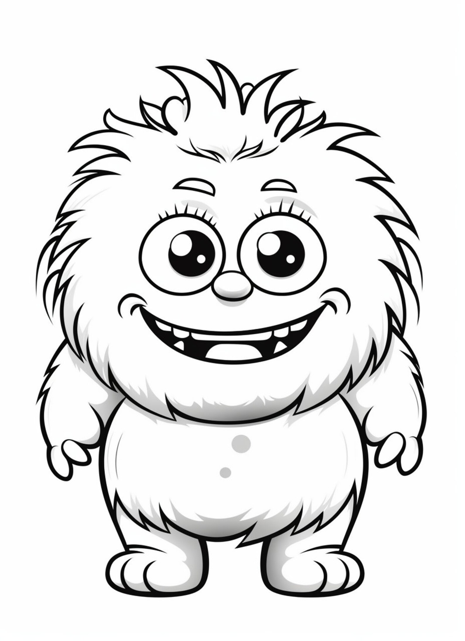 50 Kawaii Creepy Monsters Grayscale Coloring Pages for Kids, Adorable ...