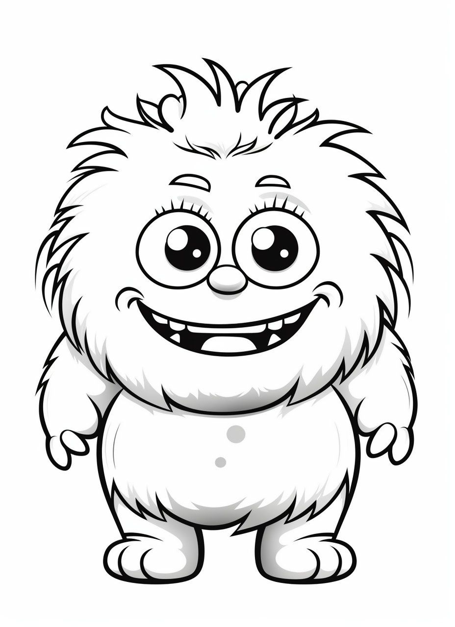 50 Kawaii Creepy Monsters Grayscale Coloring Pages for Kids, Adorable ...