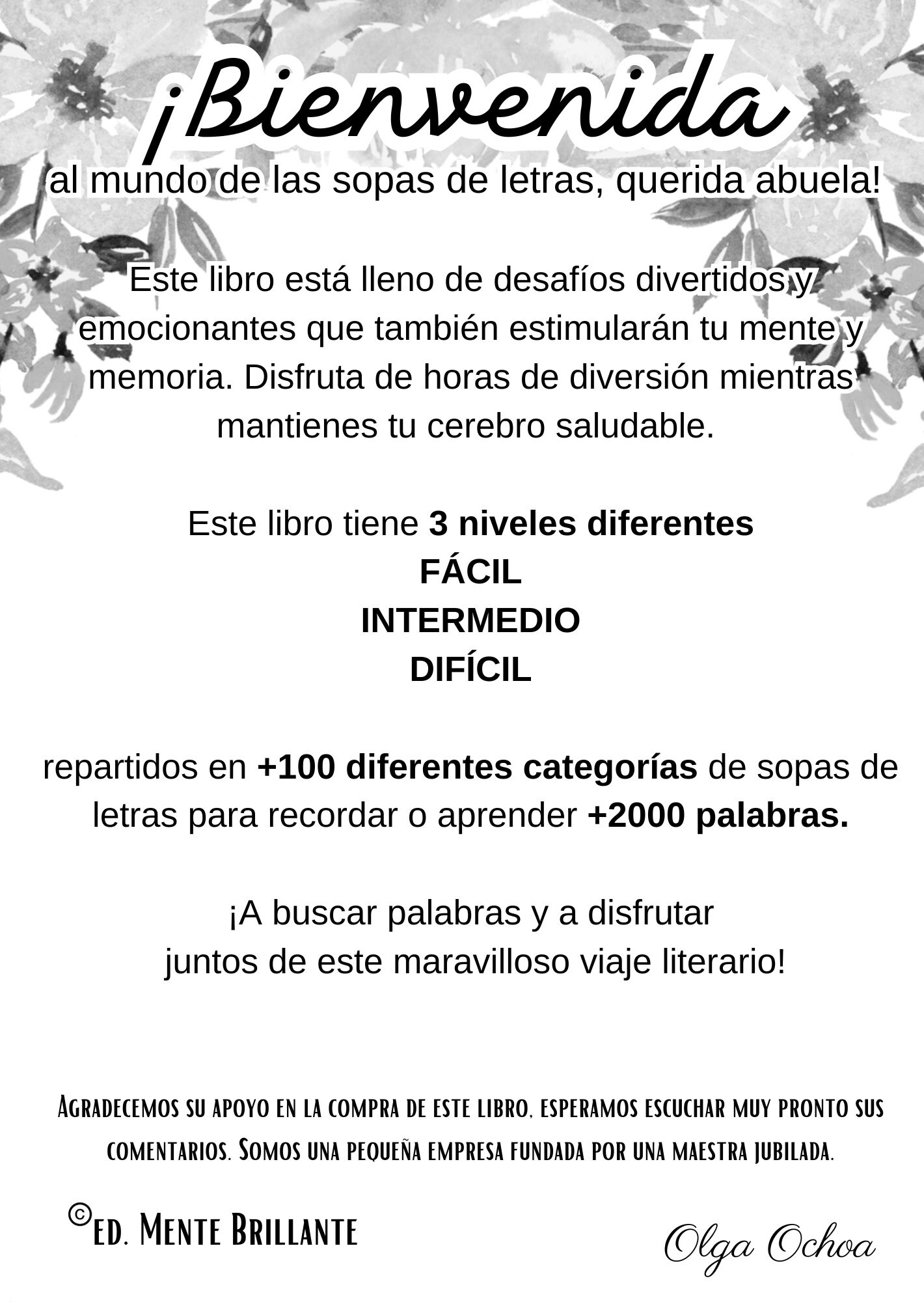 Spanish Word Search for Grandmother, Capital Big Letters Seniors Gradma ...