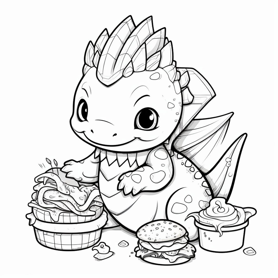 Cute Baby Dragons Coloring Page for Kids, Cartoon Fun Dragons Coloring ...