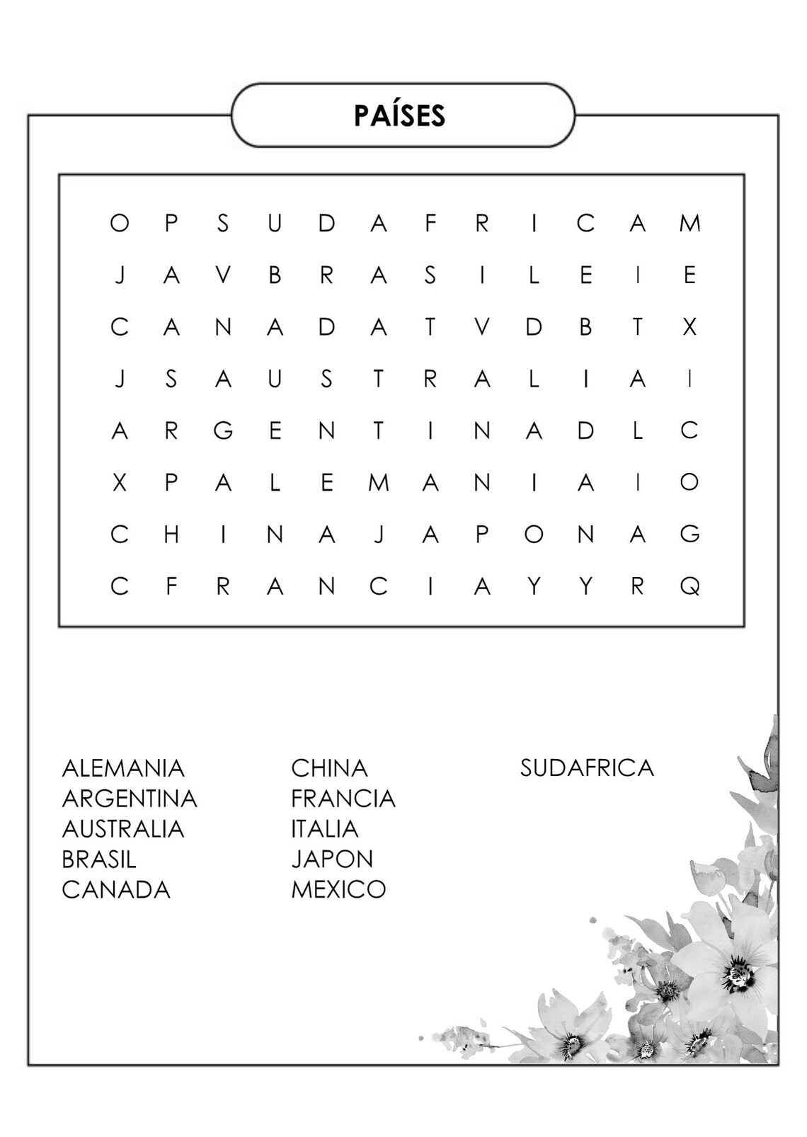 Spanish Word Search for Grandmother, Capital Big Letters Seniors Gradma ...