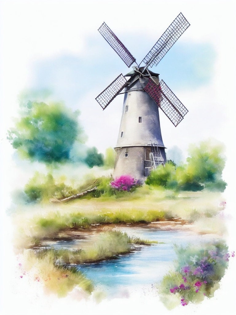 50 Abstract Reverse Coloring Page, Landscape Watercolor Color Backwards ...